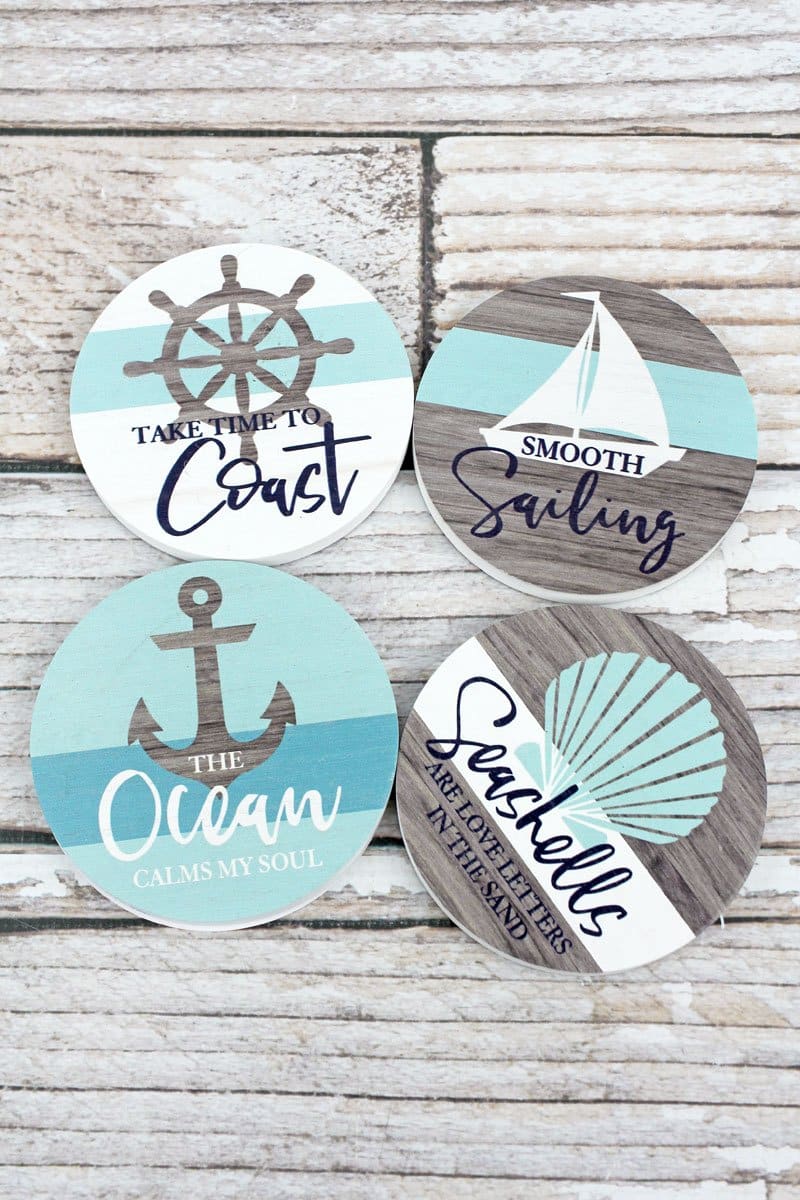 Set of Four 4" x 4" Nautical Coasters - Anchor Bay Life