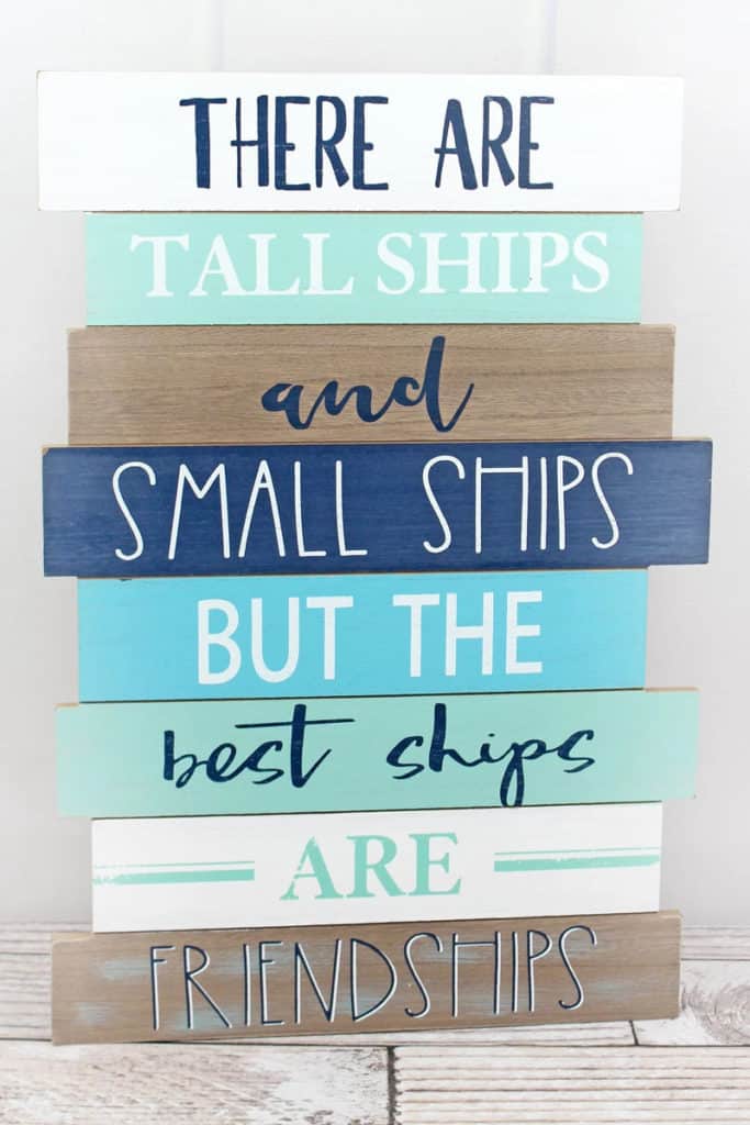 The Best Ships Are Friendships 21" x 14" Wood Slat Wall Sign - Anchor ...
